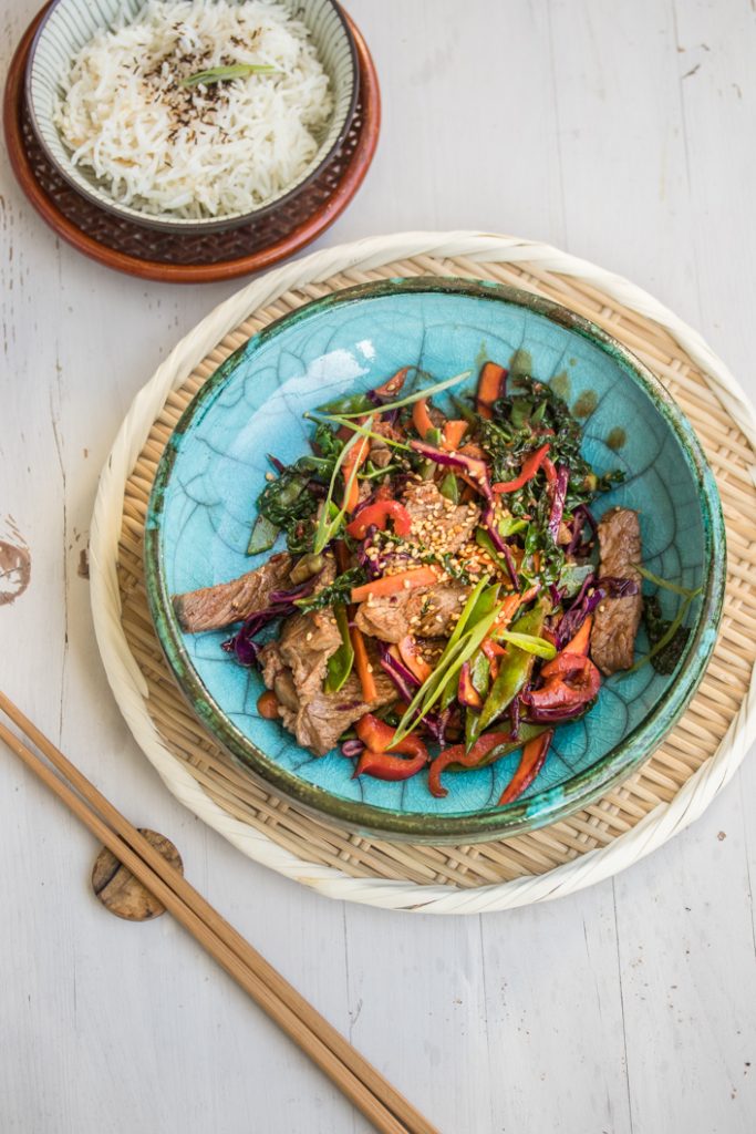 Schnelle Rinderlende mit Hoisin-Limettensauce und Zuckerschoten ...